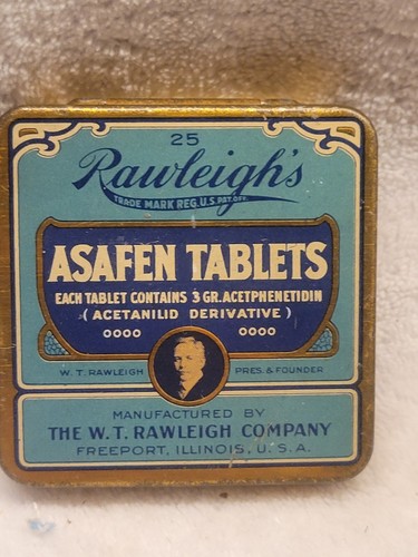 TABLETTES ASAFEN DE RAWLEIGH'S MÉDECINE VINTAGE ÉTAIN JOLIES GRAPHIQUES ...