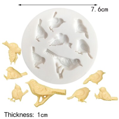 7 Cavity Bird Silicone Icing Mould Cake Topping Sugar craft Fondant ...