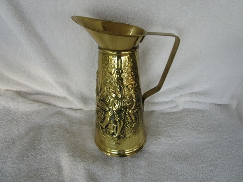 Vintage Brass Elpec Pitcher Embossed Colonial Scene Made In England ...