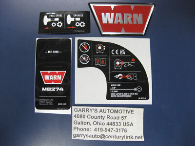 WARN 106135 Winch Replacement Decal Label Kit Set Sticker M8274 | eBay