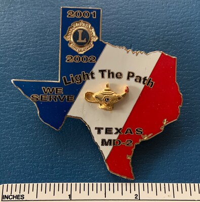 2001-02 LION'S CLUB Light the Path Texas Shaped PIN Badge MD-2 Lapel ...