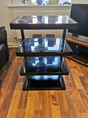 Norstone Hi-fi Rack Black with 4 Black Tempered Glass Shelves | eBay UK
