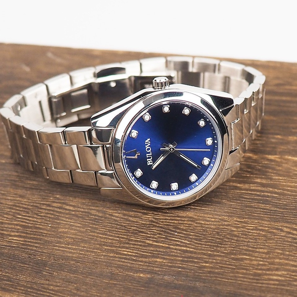Bulova Surveyor Diamond Blue Dial Stainless Steel Quartz Women's Watch ...