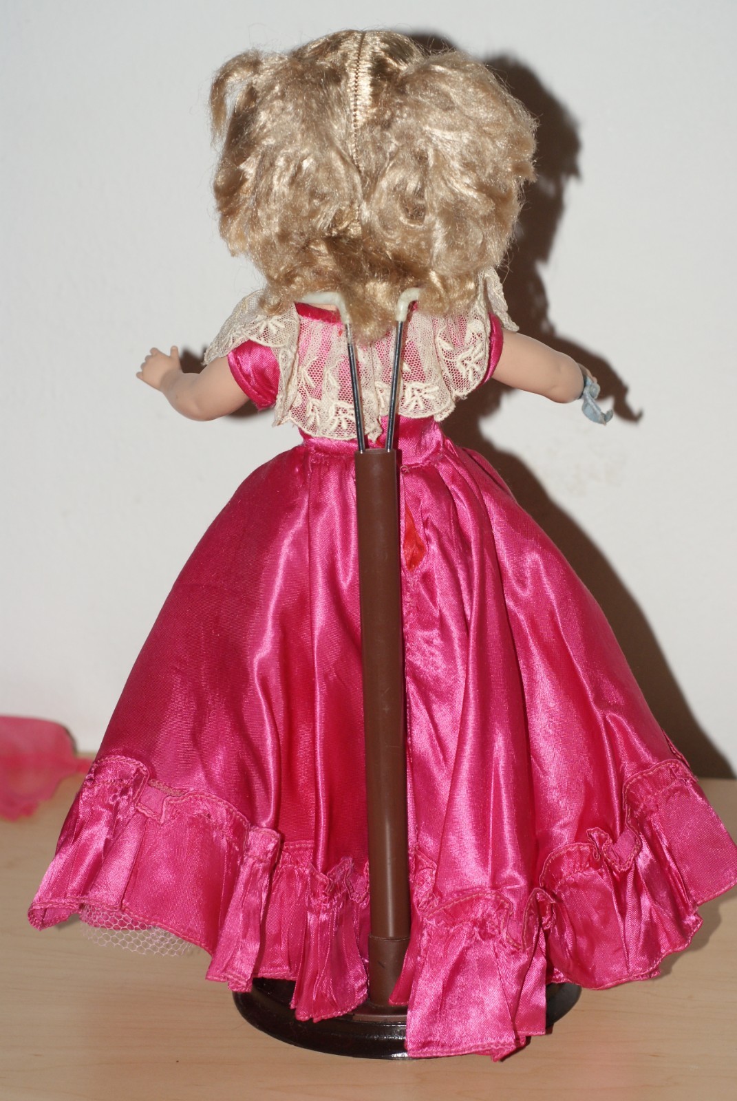 PRETTY! Vintage 14" Sweet Sue (?) Hard Plastic Strung Doll Pink Satin ...