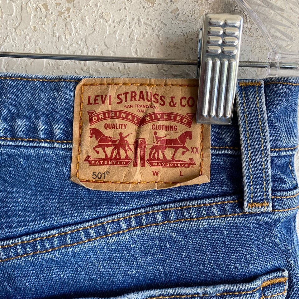 Levi's Womens 501 Jeans Size 27 Button Fly Distressed Raw Hem Pants ...