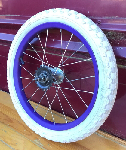 16" Bicycle Rear Purple Wheel Coaster Brake White 1.95" Tire Kids Bike ...