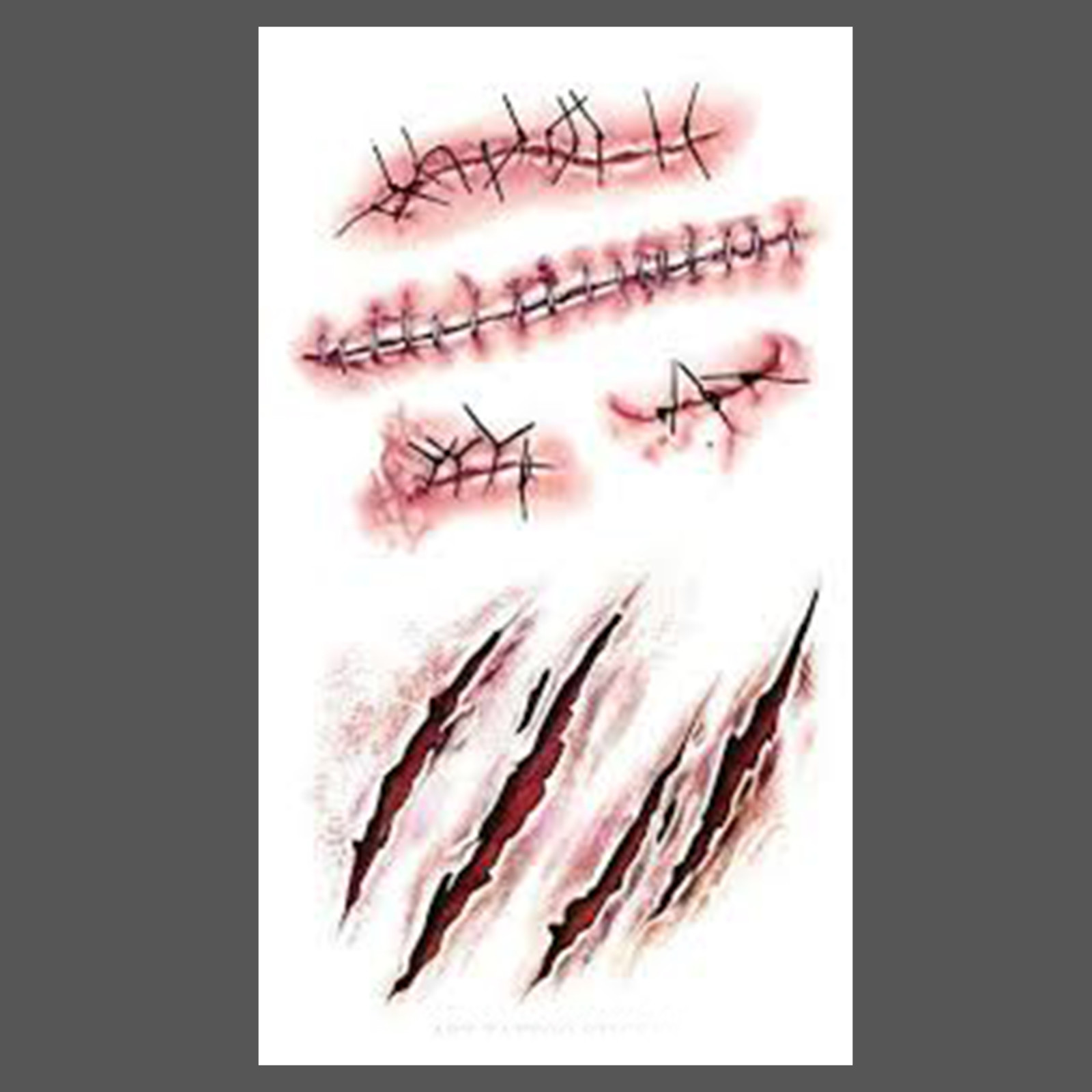 Temporary Tattoos Blood Scars Stitches Wounds Scratches Halloween Fancy ...