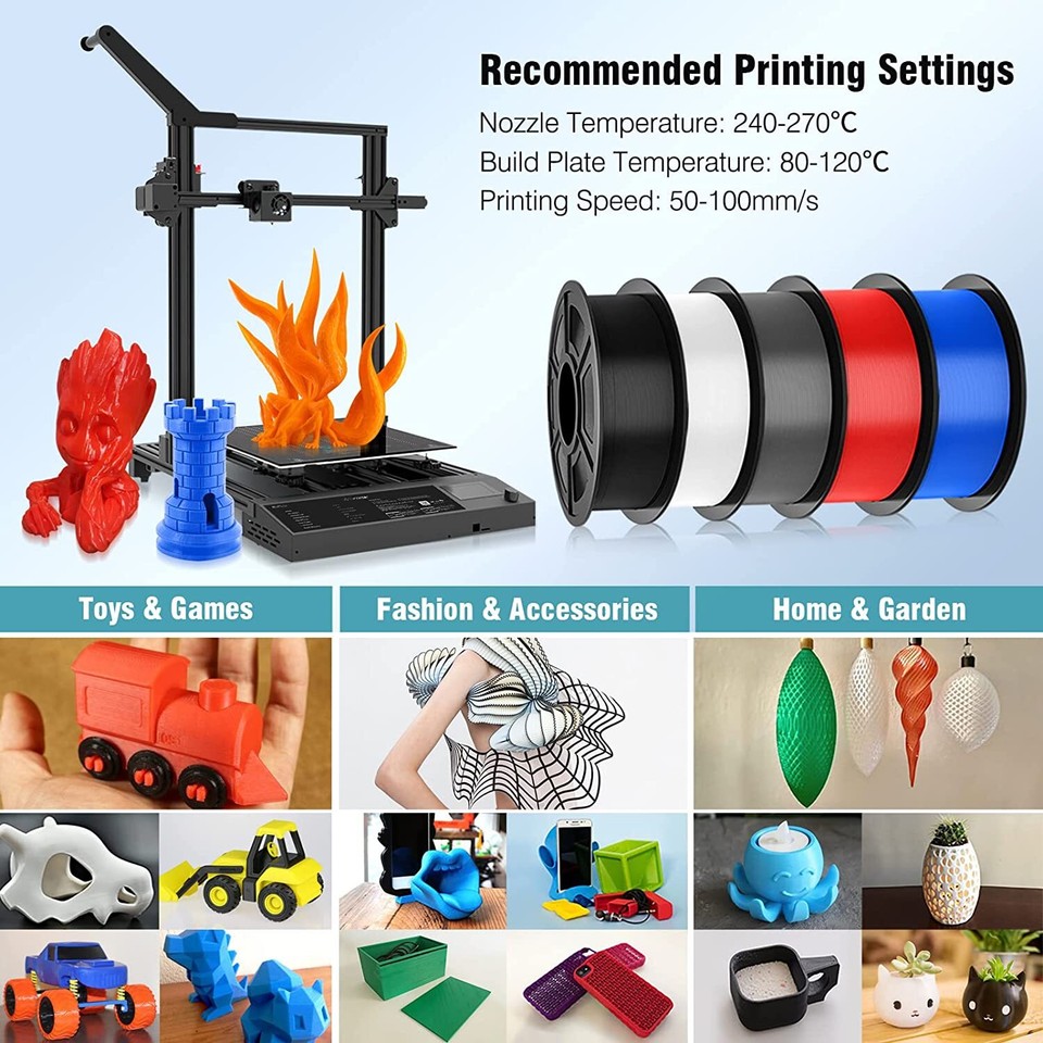 10 * SUNLU PETG 3D Printer Filament 1.75mm 1KG/Spool Vacuum Sealed ...