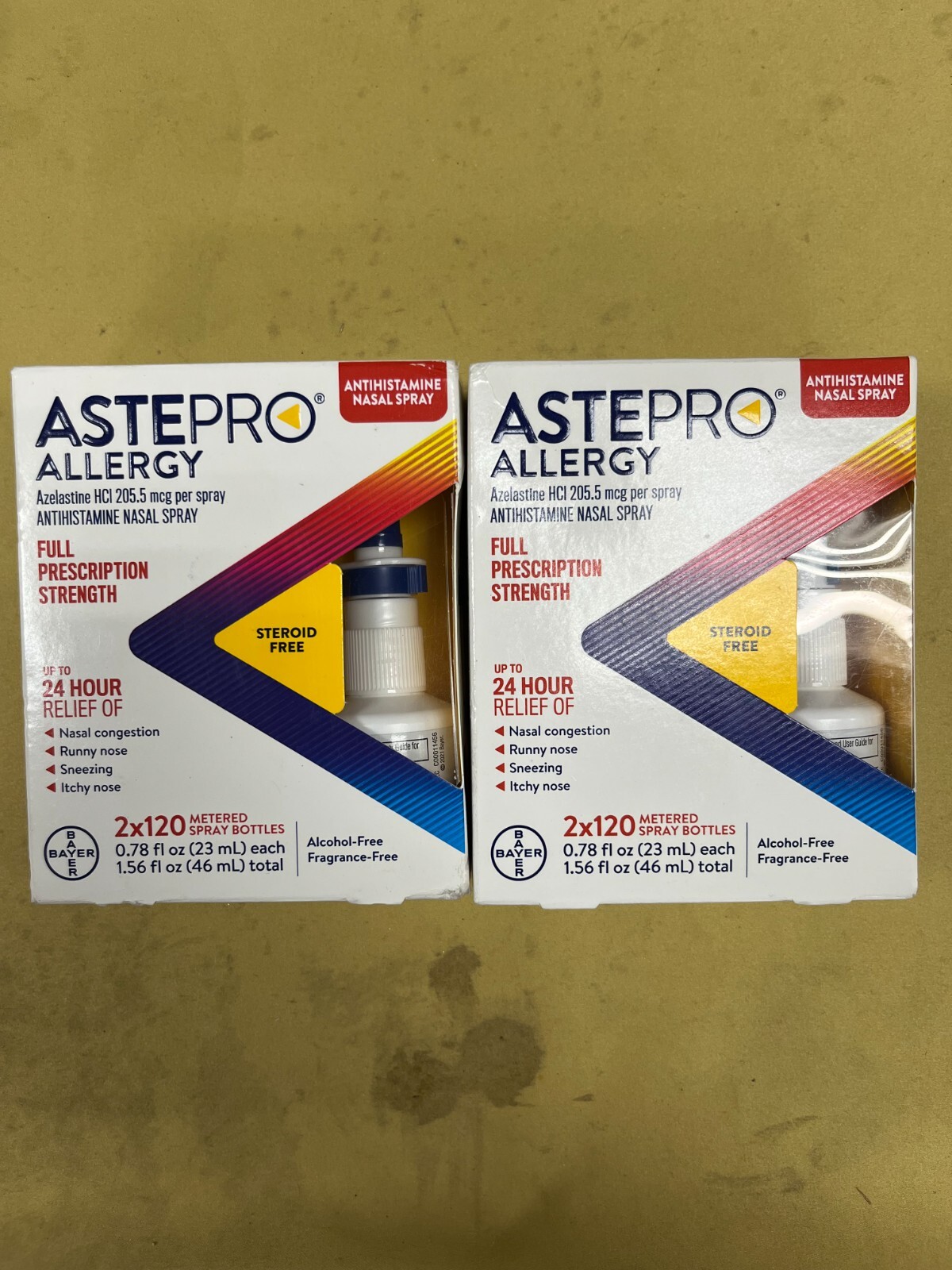 2 New Astepro Allergy Nasal Spray - 2 120 Metered Sprays Each Box Exp ...