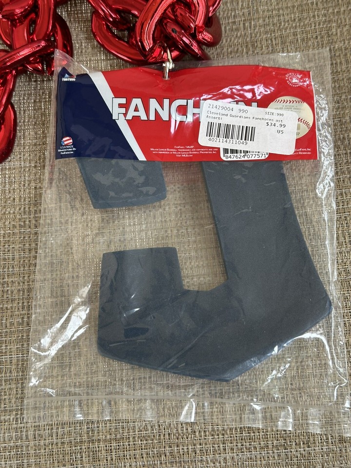 Cleveland Guardians MLB Jumbo Big Red Fan Chain Necklace Foam Logo USA ...