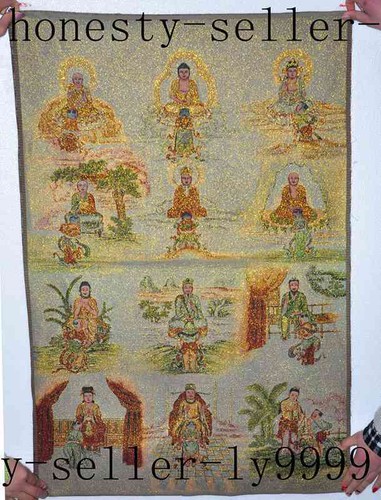 36"Tibet Silk Embroidery art Buddhism Tangka evil spirits 12 god buddha ...