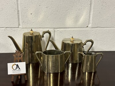 Elegant Silver Plate 1874 Antique 4 Piece Tea Service With Engraved ...