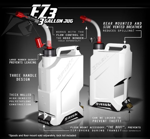 RISK RACING EZ3 3 Gallon Gas can Utility jug Hose Bender spout and ...