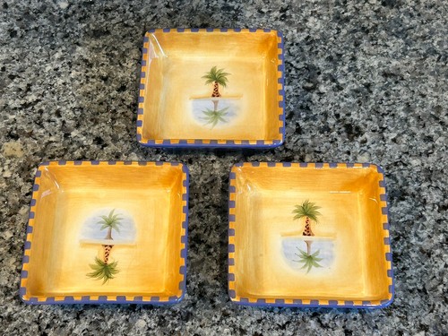 Clay Art Mirage Palm Square Condiment Dip Plates 4.25" (qty 3) | eBay