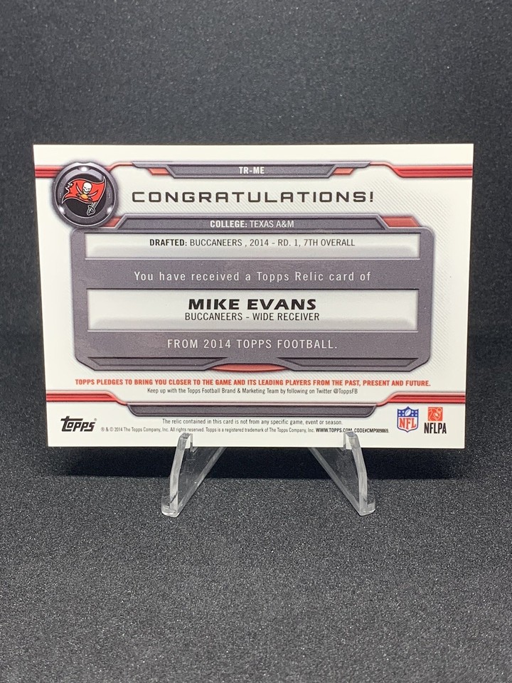 2014 Topps Football Mike Evans Relic Memorabilia. Buccaneers #TR-ME | eBay