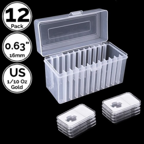 12 Pack 16 mm Slab Coin Holder w/Slot Box For US 1/10 Oz American Gold ...