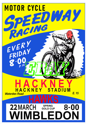 Hackney Hawks Speedway Retro Look A4 Poster Print | eBay UK