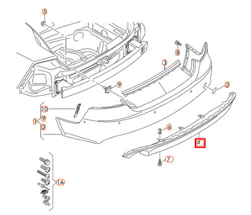 AUDI A7 SPORTBACK 4GA S-LINE REAR BUMPER DIFFUSER 4G8807521D1RR NO DUTY ...