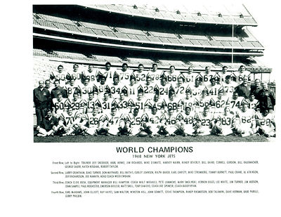 1968 WORLD CHAMPIONS NEW YORK JETS 8X10 TEAM PHOTO NFL FOOTBALL USA ...
