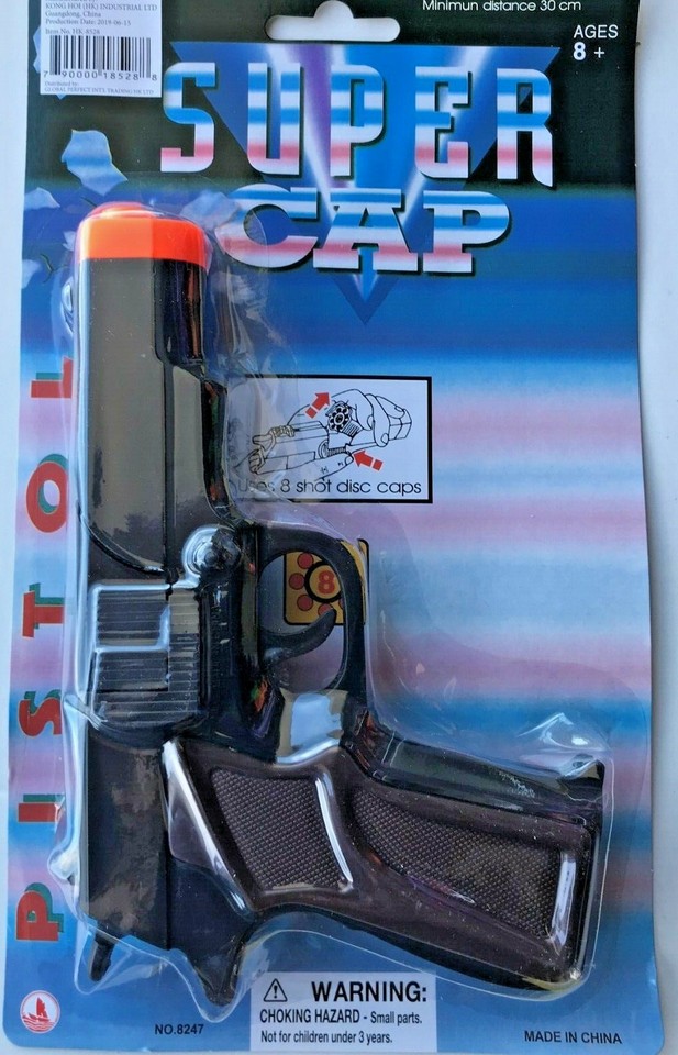 2 Super Cap Gun Toy Pistol Handgun Fires 8 Shot Ring Caps Ages 8+ Gray ...