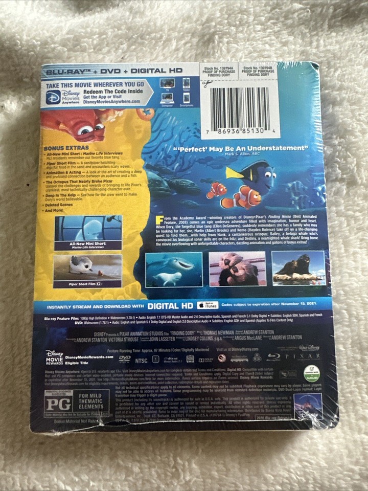 Disney, Pixar: Finding Dory (3-Disc DVD & Blu-ray Combo) LE SteelBook ...