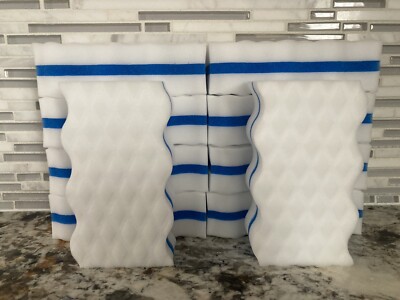 10 PACK BLUE WAVY Melamine Magic Sandwich Sponge Eraser Heavy Duty ...