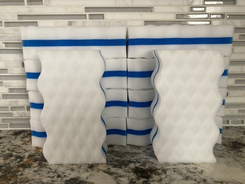 10 PACK BLUE WAVY Melamine Magic Sandwich Sponge Eraser Heavy Duty ...