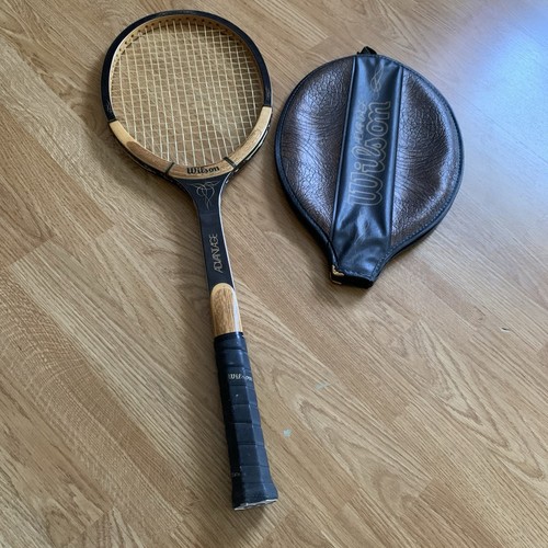 Vintage Wilson Advantage Wooden Tennis Racket with Headcover - 4 5/8 ...
