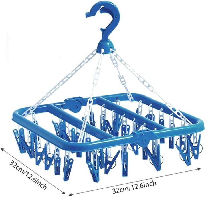 Clip and Drip Hanger Clothes Drying Rack 32 Clips (Blue) Blue | eBay