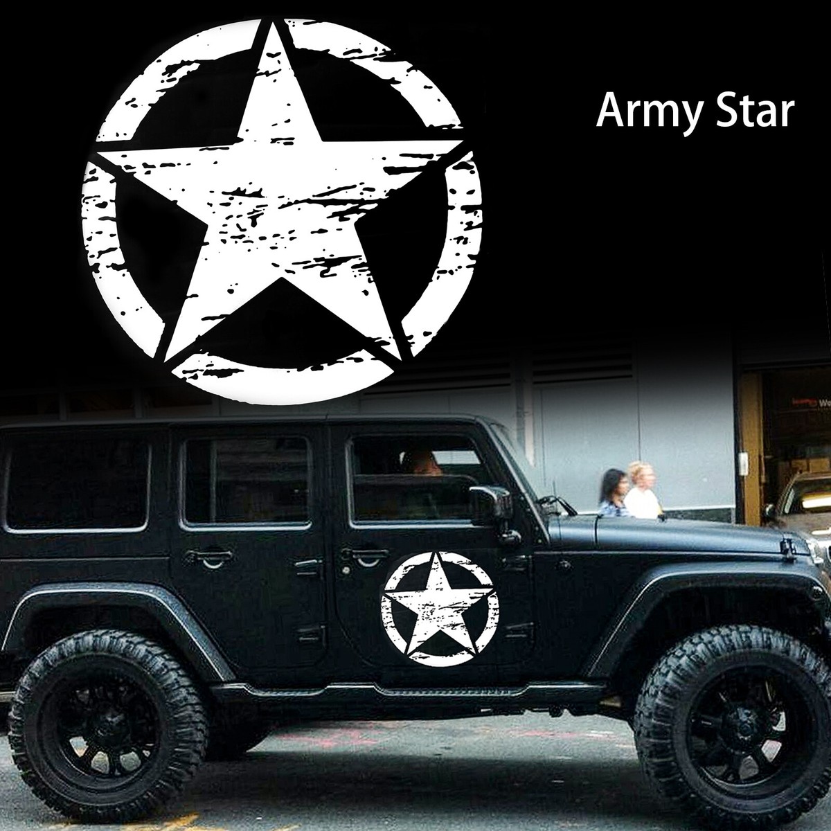 Us Army Star Willys Distressed Style Car Decal Sticker For Distressed