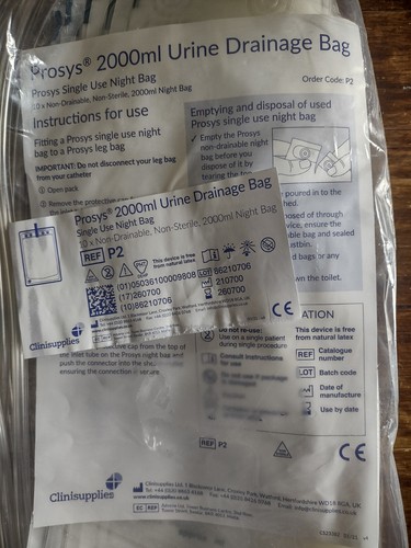 Prosys, Non-sterile, Urine Drainage Bag (Night Bags) - 2L - Pack of 10 ...