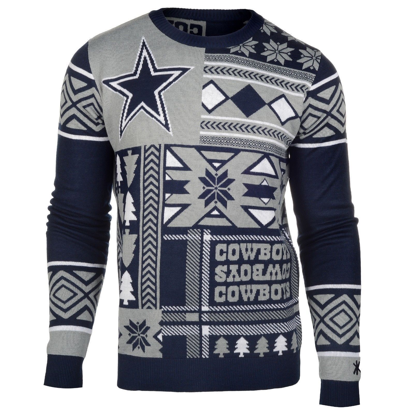 NFL UGLY SWEATER Crew Neck Patches Team Logo Sweatshirts Officially ...