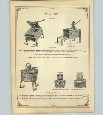 1890 PAPER AD Wood Wooden Western Washing Machine Anthony Wayne | eBay