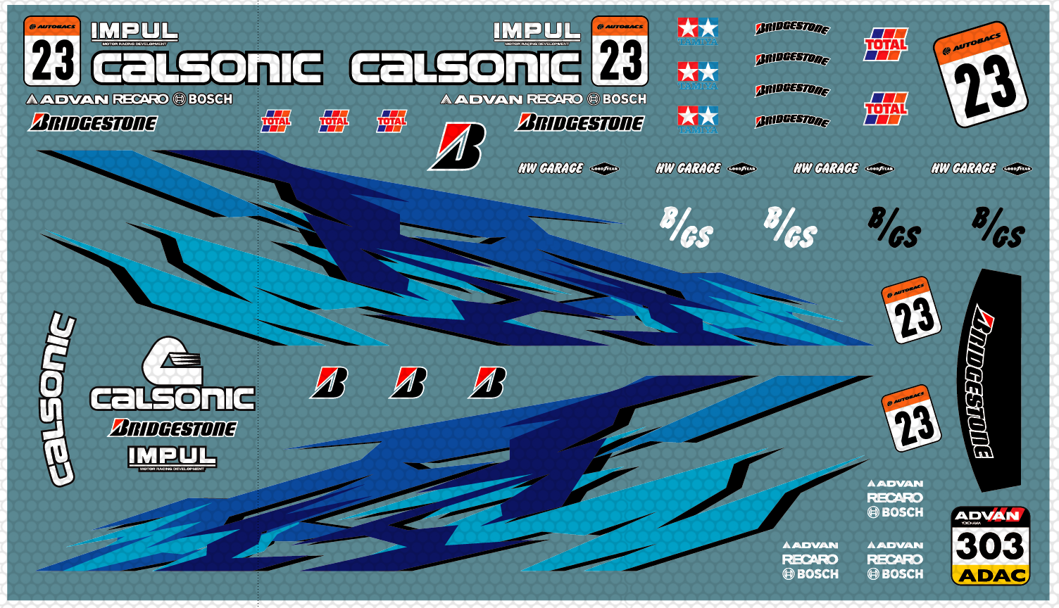 Calsonic Waterslide Decals 1/64 for Hot Hw '55 Gasser & all Cars Type ...