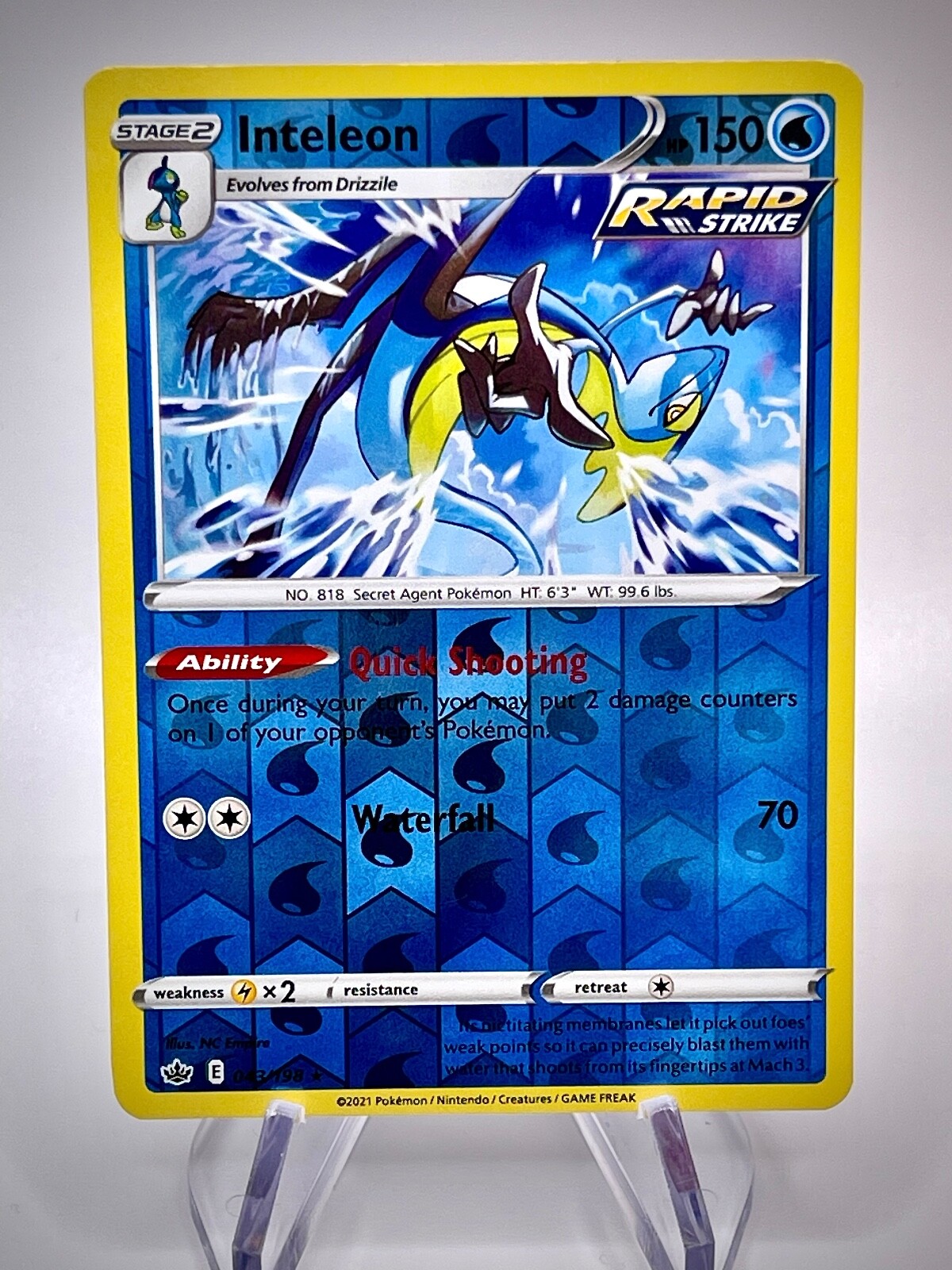 Inteleon 43/198 Chilling Reign Reverse Holo Rare Pokemon Card Pokémon ...