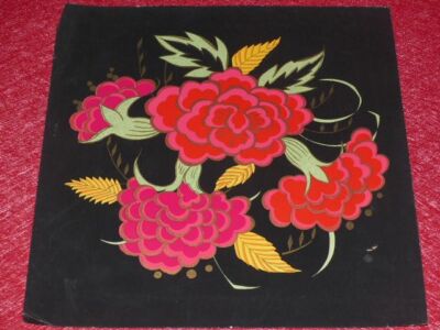 French Art Deco 1925 Gouache Stencil & Gold Flowers Superb Rare Flowers ...