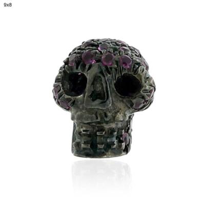 0.32ct Ruby Black Diamond Vintage Look Spacer Skull Finding 925 ...