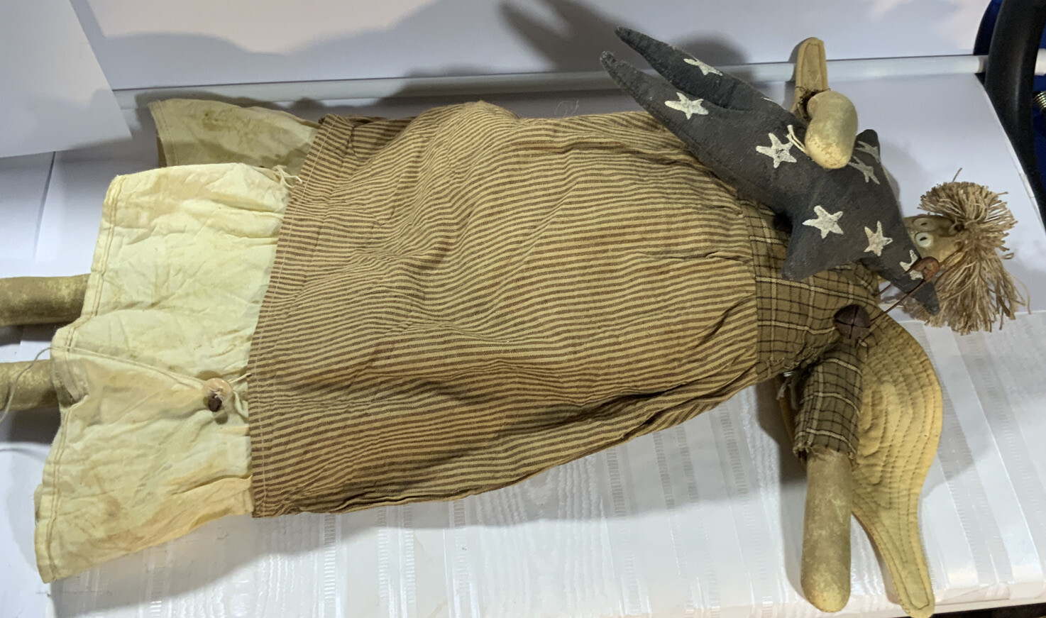 Grubby Grungy Primitive Patriotic Rag Doll Angel Folk Art 24” Pin Head ...