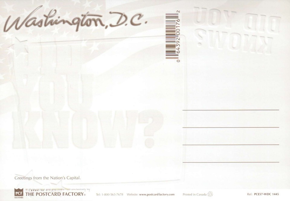 President George Washington Facts, Washington D.C. -- 5"x7" Historical ...