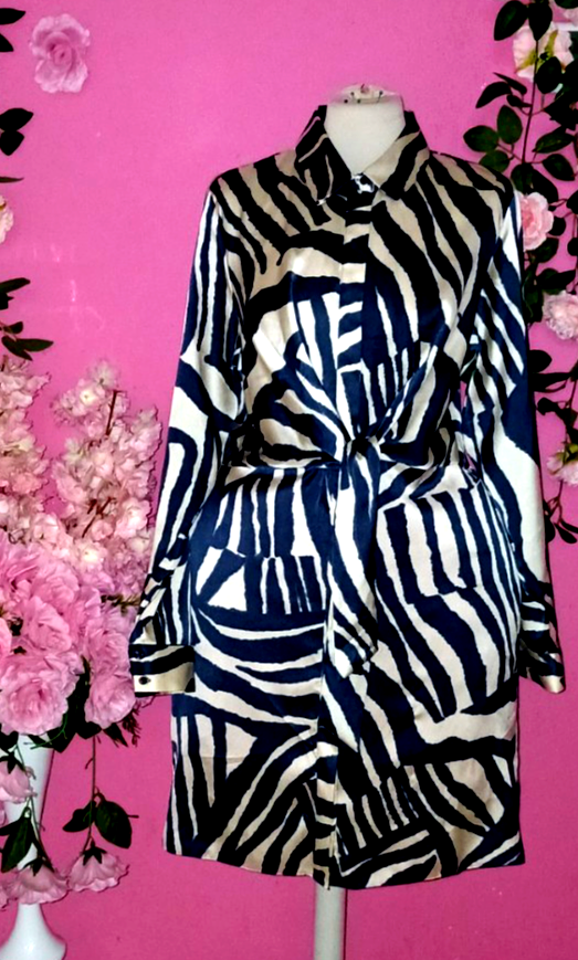 WOMEN PLUS SIZE SATIN ZEBRA PRINT LONG SLEEVE MIDI DRESS ( SIZE UK16 ...