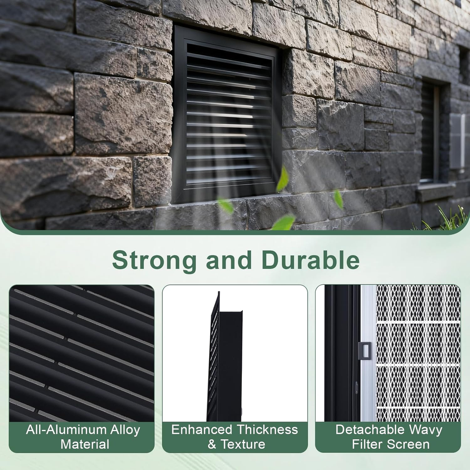 18" X 18" Aluminum Gable Vent with Screen, Never Rust Gable Vents for ...