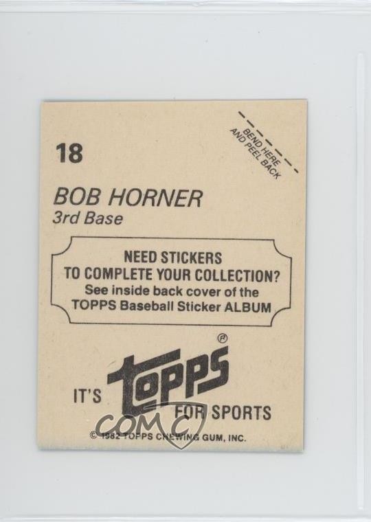 1982 Topps Album Stickers Bob Horner #18 | eBay