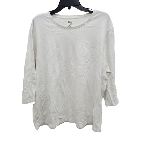 Kim Rogers Woman's Perfectly Soft White Basic Crew Neck 3/4 Cotton Tee ...