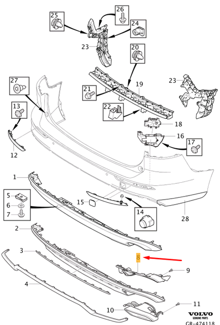 VOLVO V60 MK2 Rear Right Exhaust Tail Pipe Tip Bracket 32244524 GENUINE ...