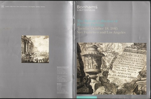 Bonhams Auction Catalog 2005 The Bellows Collection of Piranesi ...