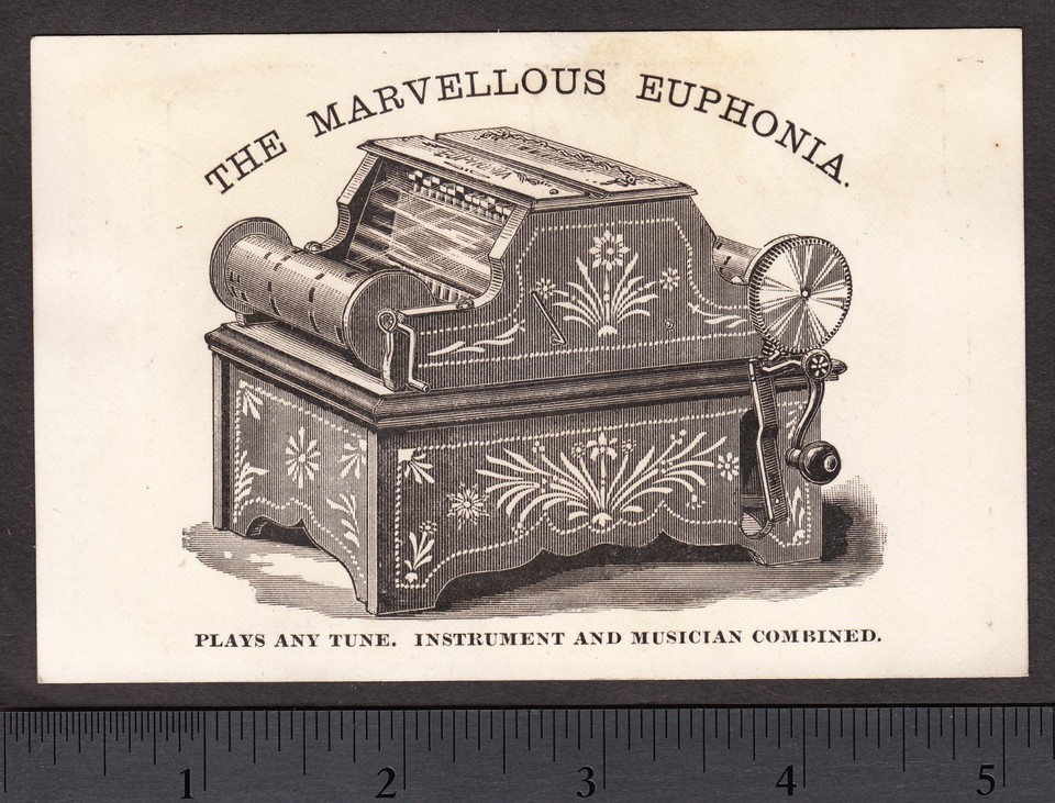 Antique 1800's Marvelous Euphonia Music Box Child Dance Crystal Blue ...