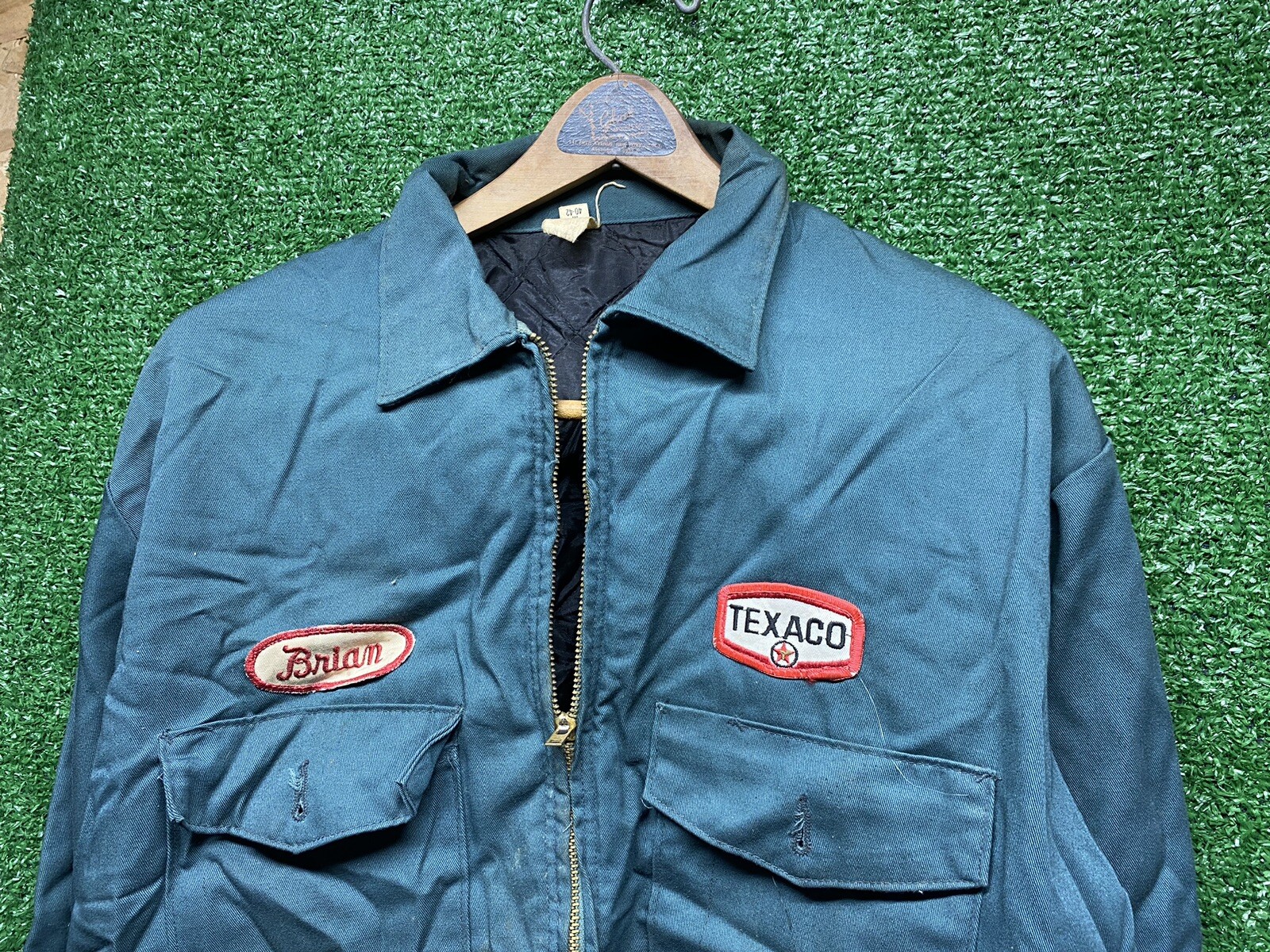 Vtg Texaco Garage Work Jacket Teal/Green Uniform USA … - Gem