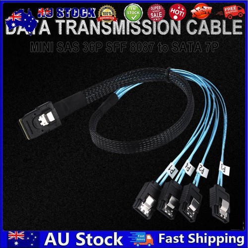 AU Cabledeconn G0101 MINI SAS Cable 36P SFF 8087 to 4 SATA 7P 12Gbps ...