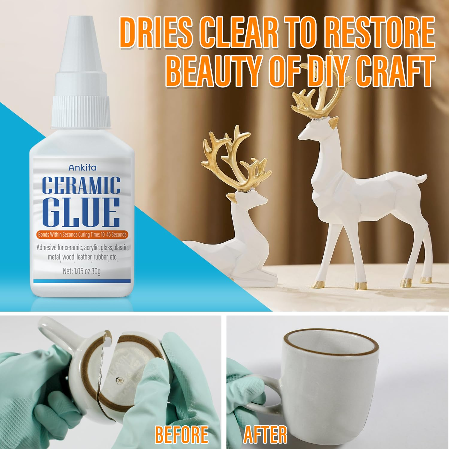 Super Ceramic Glue, 30G Best Glue for Ceramic and Porcelain Repair ...