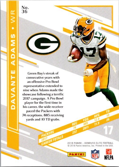 2018 Panini Elite RED /299 #36 Davante Adams - Green Bay Packers | eBay